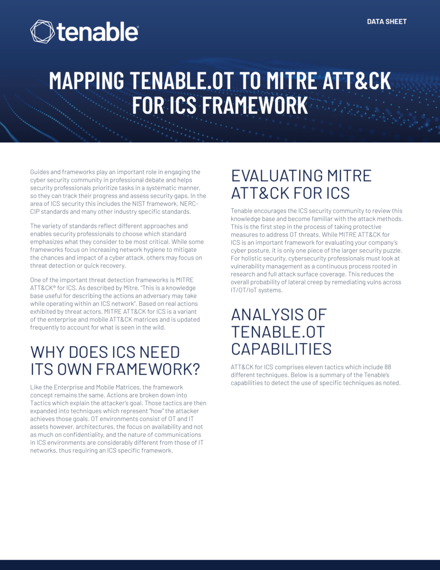 MITRE ATT&CK For ICS - Tenable’s Take - Content Lead