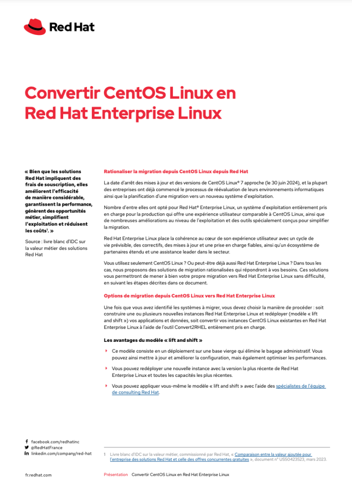 Convertir CentOS Linux en Red Hat Enterprise Linux - Content Lead